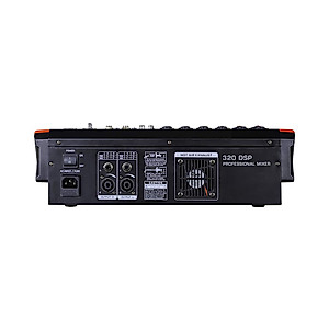 Audio2000'S AMX7382 Six-Channel Powered Audio Mixer with 320 DSP Sound Effects, Stereo Sub Out with Sub-Out Level-Control Fader, Level-Control Faders on All Channels, and USB/Computer Interface