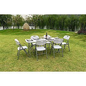 CaliGreen Tools Portable Utility Camping Folding Table, 6 Feet,White