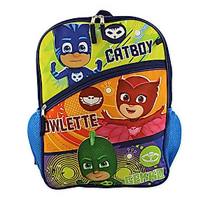 PJ Masks Boys Girls 5 piece 16 Inch Backpack Lunch Bag and Snack Bag School Set (One Size, Blue/Multi)