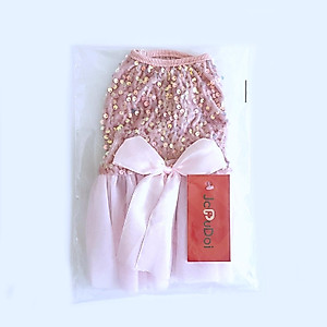 JcDuDoi Dog Princess Formal Dress for Small Dogs Girl,Sparkling Sequins Sweet Pet Clothes Wedding Birthday Party Puppy Dresses,Cat Apparel Accessories Costumes Outfit Skirt Pink (Pink, Medium)