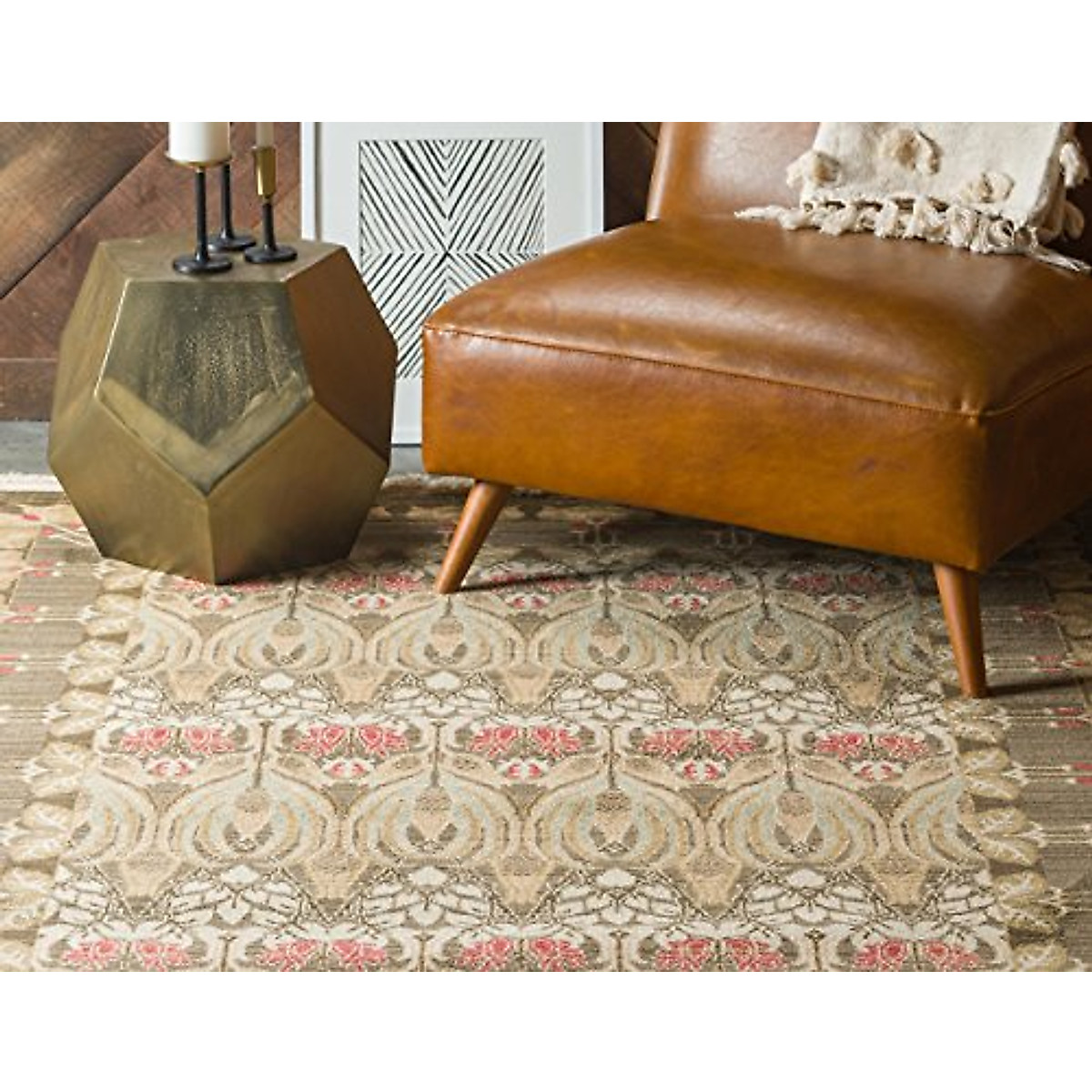 Unique Loom Edinburgh Collection Classic Oriental Traditional French Country Inspired Border Design Area Rug, 5 x 8 ft, Brown/Beige