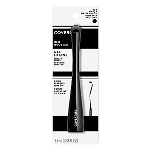 COVERGIRL Get In Line Liquid Eyeliner, Black Crystal, Long Lasting, 0.08 Ounces, Feather-Fine Tip, Contour-Grip Handle, Quick-Dry Liquid Eyeliner, Removes Easily