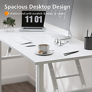Need Computer Desk Office Desk 62 inches Folding Table with BIFMA Certification Computer Table Workstation, White AC5DW-157