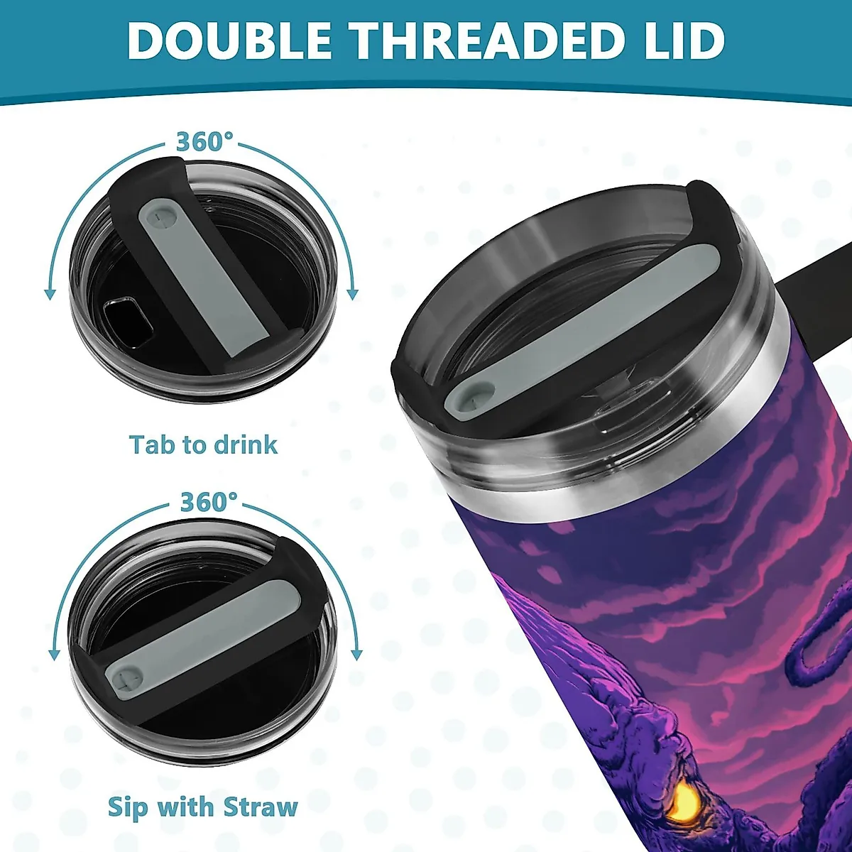 xigua 30 oz Giant Octopus Tumbler with Handle and Straw Lid, Stainless Steel Vacuum Insulated Sports Water Bottle, Keeps Cold or Hot Coffee Cup Travel Mug