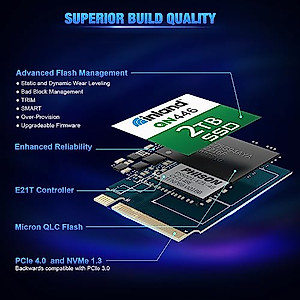 INLAND QN446 2TB M.2 2230 SSD PCIe Gen 4.0x4 NVMe Internal Solid State Drive Gaming Internal SSD, Compatible with Steam Deck, ROG Ally Mini PCs