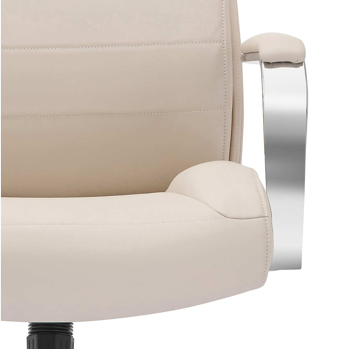 Realspace® Modern Comfort Modee Vegan Leather High-Back Executive Office Chair, Sand/Chrome, BIFMA Compliant