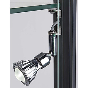 Displays2go Tower Showcase with LED Lighting, Aluminum, Tempered Glass, 5 Shelves – Black Finish (2TCASEBLKS)