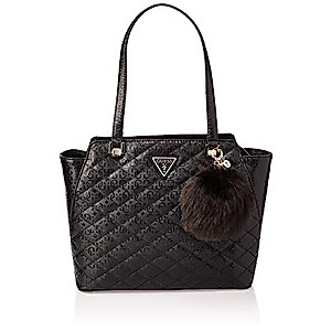 GUESS Women's Astrid Quilted Logo Tote Bag Handbag - Black