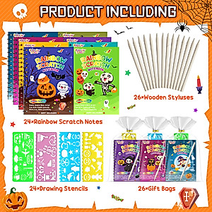 Halloween Party Favors for Kids Bulk: 24 Pack Rainbow Scratch Art Notebook Bulk Scratch Art Party Favors Girls Boys Birthday Party Favors Classroom Prizes Gifts