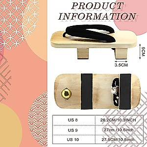 Hercicy Japanese Wooden Clogs with 2 Pairs Tabi Socks Japanese Sandals Wooden Sandals Wooden Geta Sandals Clogs Halloween (9-10 Woman/9-10 Man)