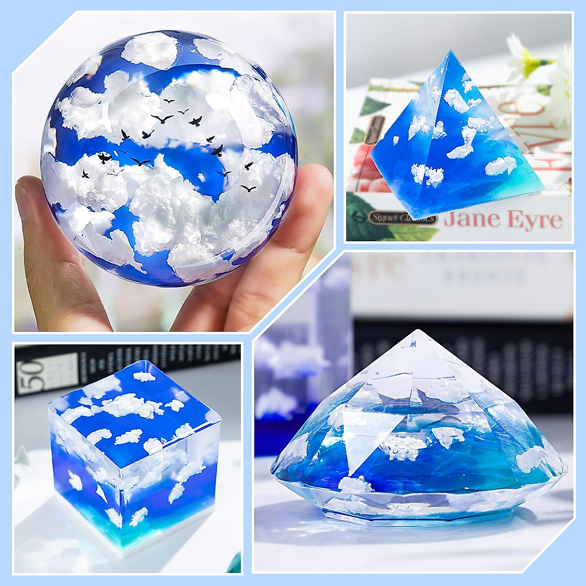 LET’S Resin Resin Kits and Molds Complete Set, 16OZ Resin Molds Silicone Kit Bundle with Sphere, Pyramid Molds, Resin Epoxy Starter Kit for Beginner Resin Casting
