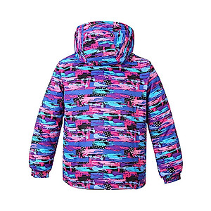 WOWULOVELY Girls Thicken Warm Snowsuit Hooded Ski Jacket Pants 2 Pcs Set Skiing Jacket with Pants(23 Rose1,Size 8)