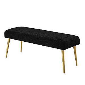 Ball & Cast Upholstered Bench, 44"W, Black
