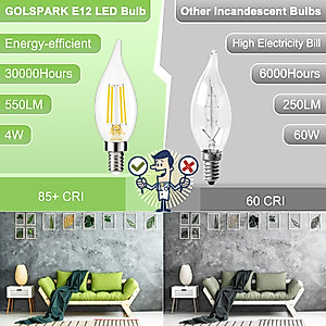 E12 LED Bulb Dimmable 60 Watt Equivalent, Golspark 4000K Natural Daylight 4W E12 Candelabra LED Light Bulbs, Small Base Type B Candle Light Bulbs for Chandelier, Ceiling Fan, Flame Tip, 550LM, 10 Pack