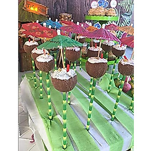 ALINK Bamboo Print Paper Straws, Biodegradable Disposable Party Drinking Straws for Juices, Shakes and Smoothies, Pack of 100