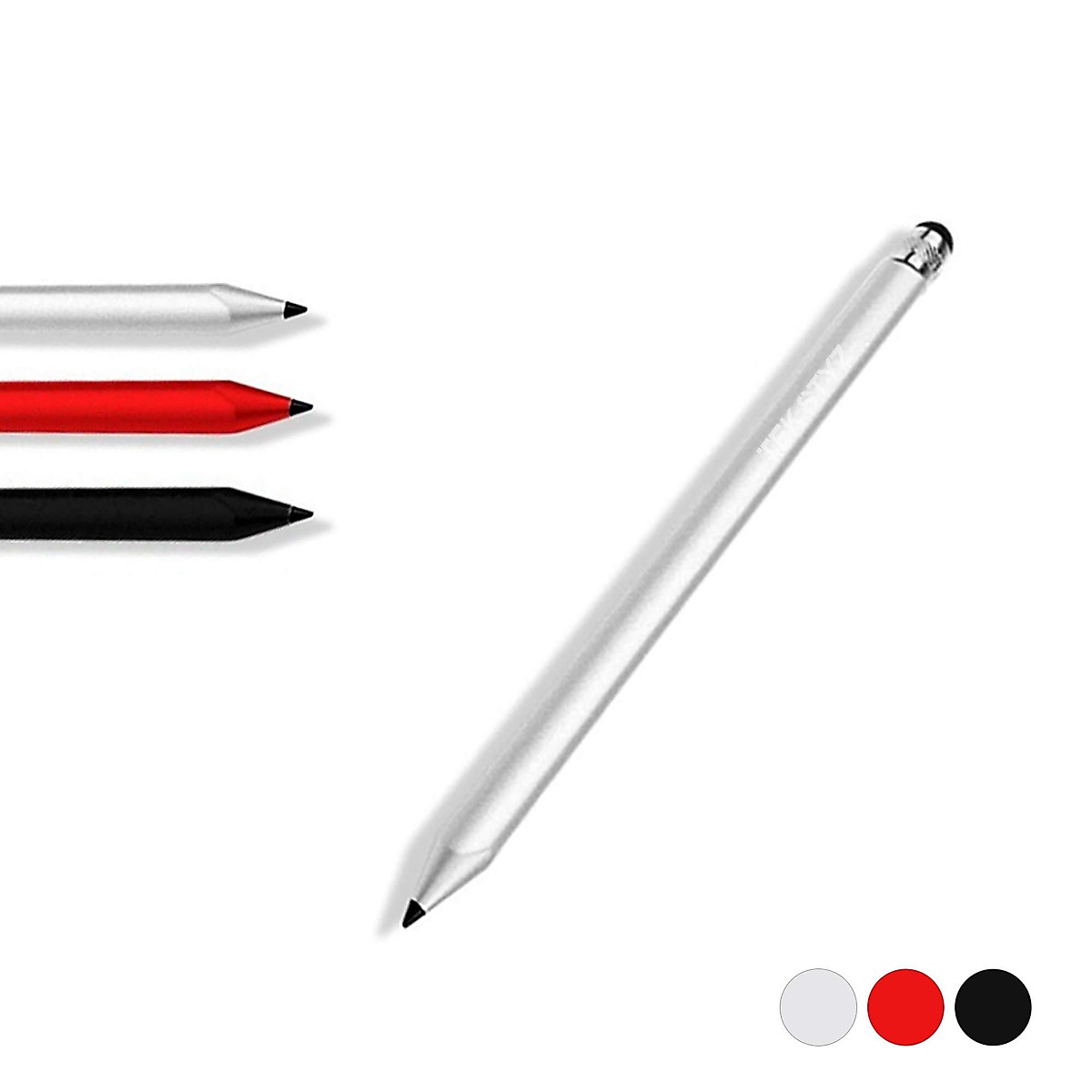 Tek Styz Pro Stylus Capacitive Pen Upgraded Works for Plantronics BackBeat FIT 2100 with Custom High Precision Touch Full Size 3 Pack! (Black Silver RED)