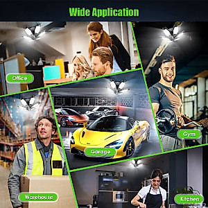 Garage Light with Motion Sensor 2 Pack 150W Indoor Motion Activated Garage Lights with 6 Deformable 120° LED Panels 15000LM Super Bright LED Motion Sensor Garage Light for Garage Workshop Basement