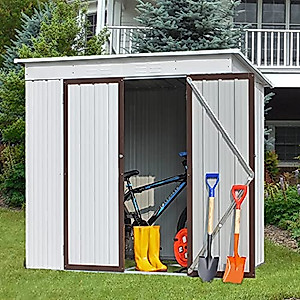 6 X 4 Ft Outdoor Metal Storage Shed, Small shed, Galvanized Metal Garden shed with Lockable Double Doors, Tool Storage Shed for Patio Lawn Backyard Trash Cans,Bike shed, Coffee