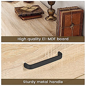 Bigbiglife Wood Dresser for Bedroom, 6 Drawer Dresser with Metal Handles, Mid Century Modern Dresser Double Chest of Drawer (Light Oak)