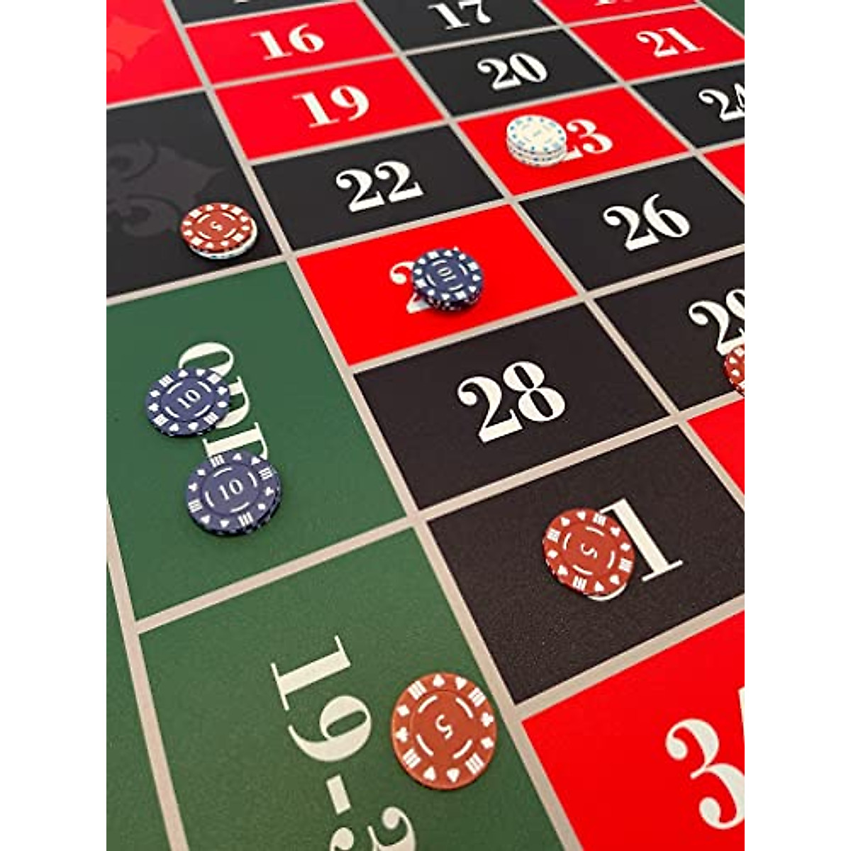 The Gaming Mat Company Roulette Table Mat for Casino Home Game Nights- Deluxe Vegas Roulette Table 35.5" x 71" x 0.12"- Big Mats Smooth Fabric Topper- Space for A Roulette Wheel- Double & Single Zero