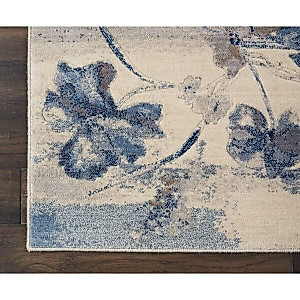 Nourison Somerset Floral Beige 2' x 2'9" Area-Rug, Easy-Cleaning, Non Shedding, Bed Room, Living Room, Dining Room, Kitchen (2x3)