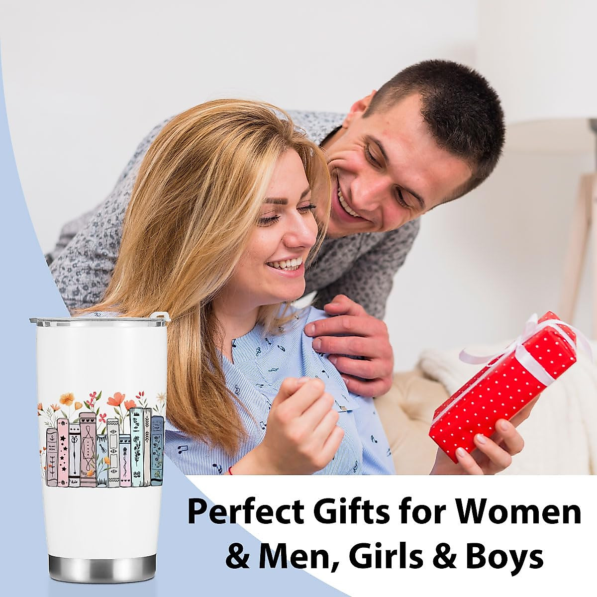 Book Lovers Gifts Stainless Steel Tumbler, Book Club Gifts Bookish Gifts Coffee Mug with Lid, 20 oz Thermal Cup Insulated Water Glasses, Book Accessories Librarian Gifts for Women Girls Readers Sister