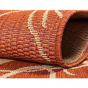 Unique Loom Outdoor Botanical Collection Area Rug - Branch (7' 1" x 10' Rectangle, Terracotta/ Beige)