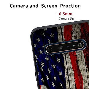 Compatible with LG V60 ThinQ 5G Case, Retro USA American Flag Old Wood Grain Graphic Design for LG Case Men Boys,Soft Silicone Stylish Cool Case for LG