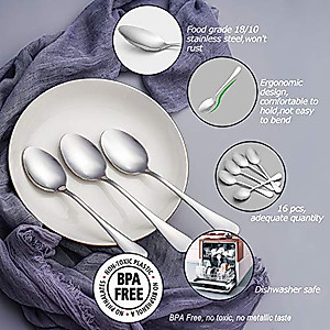 12 Pcs Dinner Spoon Set,Premium Food Grade Stainless Steel Spoons,Durable Metal Spoons,Tablespoon,Spoons Silverware Only,Mirror Finish & Dishwasher Safe,Use for Home,Kitchen and Restaurant - 7.3 inch