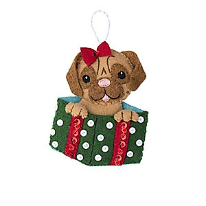 Bucilla, Christmas Dogs, Felt Applique Ornament Kit, Set of 6