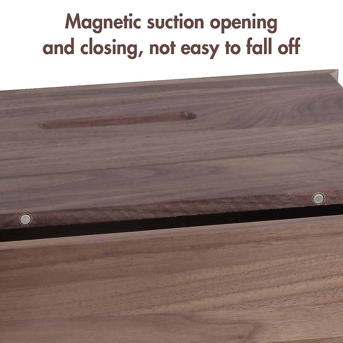 Reviaras Walnut Wood Tissue Box Cover with Slide-Out Bottom - Rectangular for Bathroom, Bedroom, Dinner Table, Office