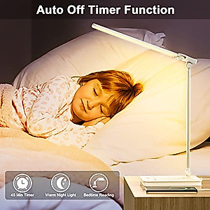 Bright LED Desk Lamp for Home Office - Dual Swing Arm Eye-Caring Architect Task Lamp, Adjustable Foldable Table Lamp, Dimmable Touch Control Desktop Lamp 5 Lighting Modes for Work/Study