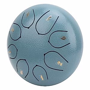 Steel Tongue Drum, 6 Inches 8 Notes Percussion Instrument Alloy Steel Material 8-Tone Natural Range Manual Cutting Steel Tongue Drum Kit With Drum Bag, Drumstick, Finger Cot and Music Book