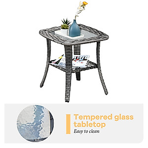 HOOOWOOO Patio Outdoor Furniture Sectional Couch Set,8 Piece Wicker Weather Resistant Conversation Set,Modern Corner Modular L Shaped Sofa Set with Table Swivel Chairs for Yard(Beige Tan)