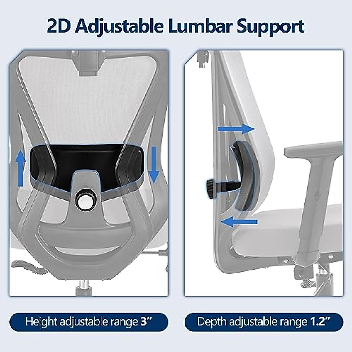 Yaheetech Office Chair Ergonomic Computer Desk Chair with Adjustable Lumbar Support Armrest and Headrest, Swivel Working Study Chair for Home Office, Light Grey