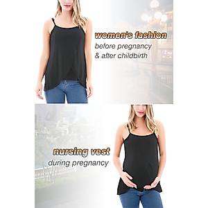 PARNIXS Women's Maternity Nursing Tank Tops Cami Sleeveless Breastfeeding Clothes Shirts, Group D1, Medium (3 Pack)