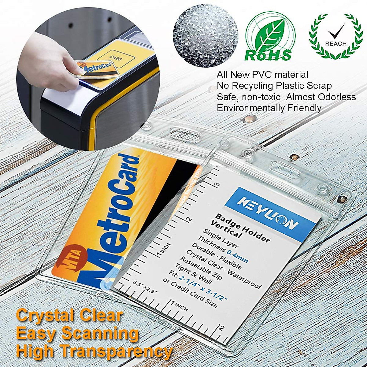 KEYLION Cruise Lanyard with ID Holder Sets (Black,3 Pack)- Flat ID Lanyard with Retractable Badge Reel & Heavy Duty Clear Vertical ID Card Name Badge Holder