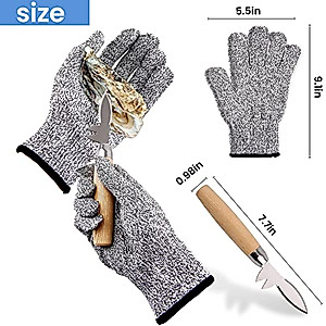 Oyster Shucking Knife and Gloves Set, Oyster Opener Tool Kit, Oyster Shucking Kit, Seafood Tools Gift Set, Clam Oyster Knife Shucker with Cut Resistant Level 5 Protection Gloves