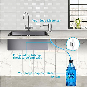 Soap Dispenser for Kitchen Sink, Brushed Nickel Countertop Soap Dispenser Pump, 47" Silicone Extension Tube Connect to The Soap Bottle Directly, Say Goodbye to Frequent Refills (Brushed Nickel)