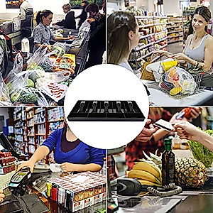 Acrux7 Cash Register Drawer Insert Tray 16 Inch Cash Money Tray Replacement with 4 Coin/5 Bill Drawer Register Insert Tray Storage Case with ABS Plastic Clip, Cash Organizer Tray for Small Business