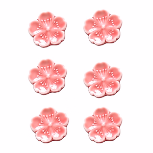 CHOOLD Elegant Cherry Blossom Ceramic Chopsticks Rest Rack Dinner Spoon Stand Knife Fork Holder,Sakura Chopsticks Stand(Set of 6)