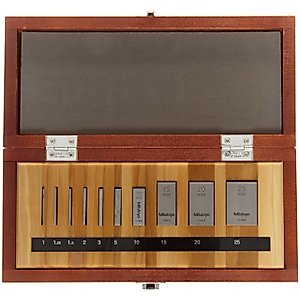 Mitutoyo - 516-103-26 Steel Rectangular Micrometer Inspection Gage Block Set, ASME Grade 0, 1.0 - 25 mm Length (10 Blocks)