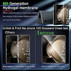 IMBZBK 9 in 1 for Samsung Galaxy Z Fold 5 Screen Protector [3 Pack Inside Flexible Film + 3 Pack Front Tempered Glass] With 3 Pack Camera Lens Protector Accessories With Mounting Frame No bubbles