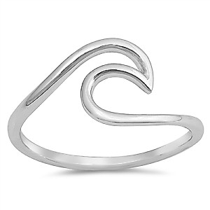 CloseoutWarehouse 925 Sterling Silver Wave Design Band Ring Size 13