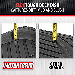 Motor Trend FlexTough Floor Mats for Cars, Black Deep Dish All-Weather Car Mats, Waterproof Trim-To Fit Automotive Floor Mats for Cars Trucks SUV, Universal Floor Liner Car Accessories