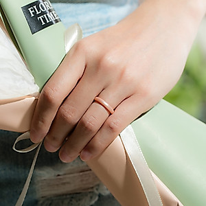 ThunderFit Women Silicone Wedding Bands - Stackable Rings Pack (Set of 3) - Unique Designs (Black, Light Marble, Rose Gold A - Size 5.5-6 (16.5mm))