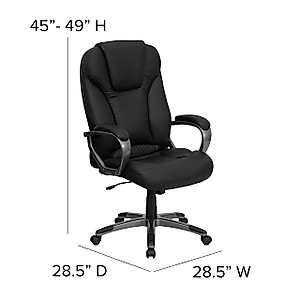 Flash Furniture High Back Black LeatherSoft Executive Swivel Office Chair with Titanium Nylon Base and Arms