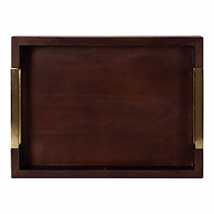 Kate and Laurel Heller Modern Rectangular Tray, 12 x 16, Espresso, Decorative Wood Tray for Storage and Display