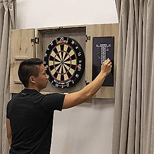 American Legend Barnwood Dartboard Cabinet with Wheat Finished Barn Style Doors - Dartboard Not Included