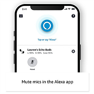 Amazon Echo Buds (newest model), True Wireless Bluetooth 5.2 Earbuds with Alexa, audio personalization, multipoint, 20H battery with charging case, fast charging, sweat resistant, Glacier White